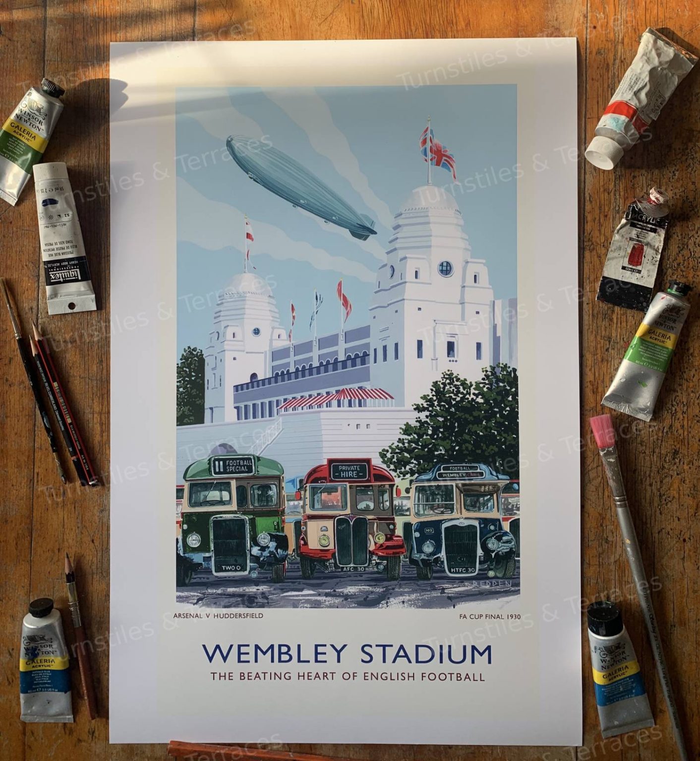Wembley Retro Fine Art Print - Turnstiles and Terraces